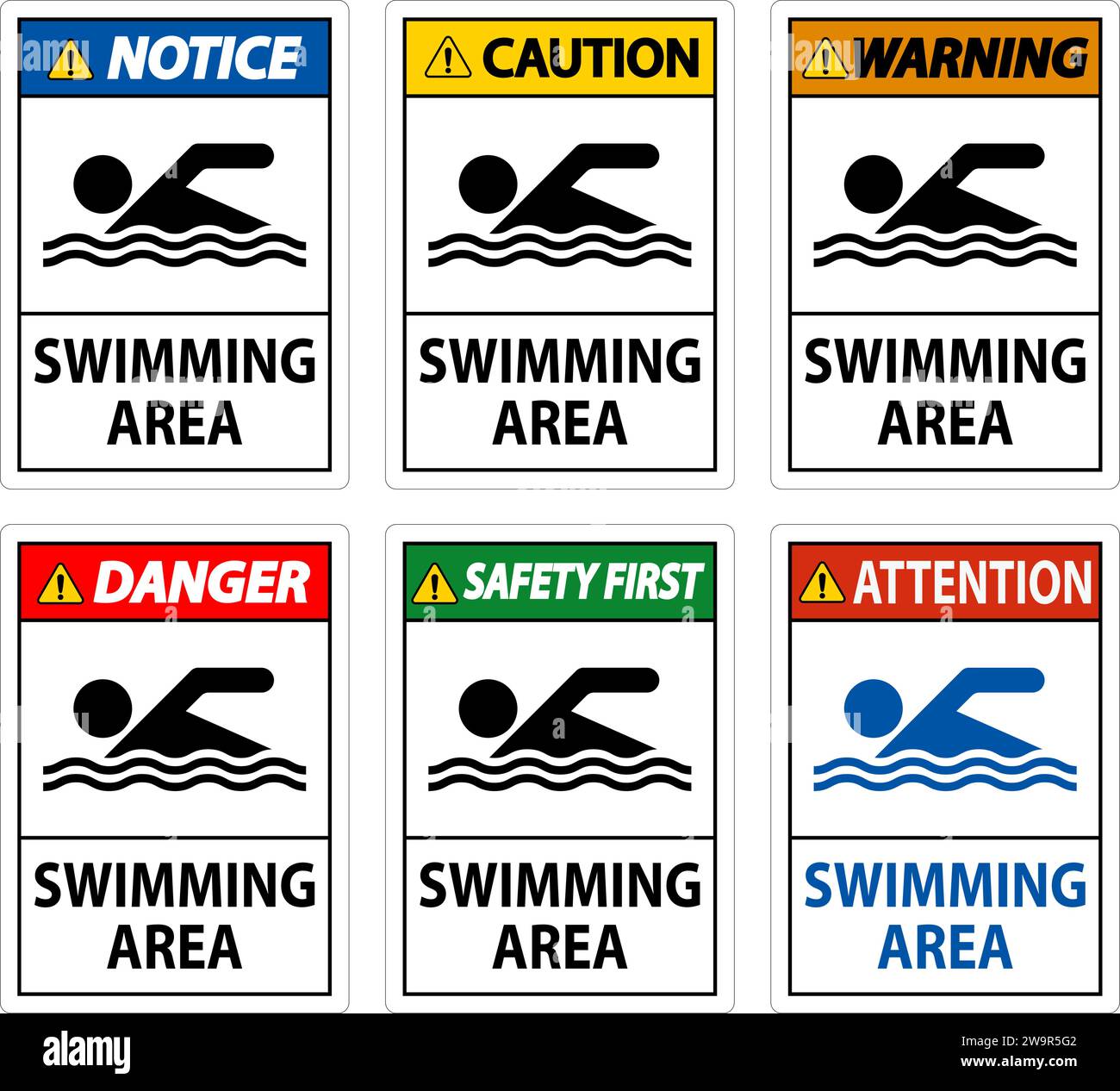 Water Safety Sign Notice -Swimming Area Stock Vector Image & Art - Alamy
