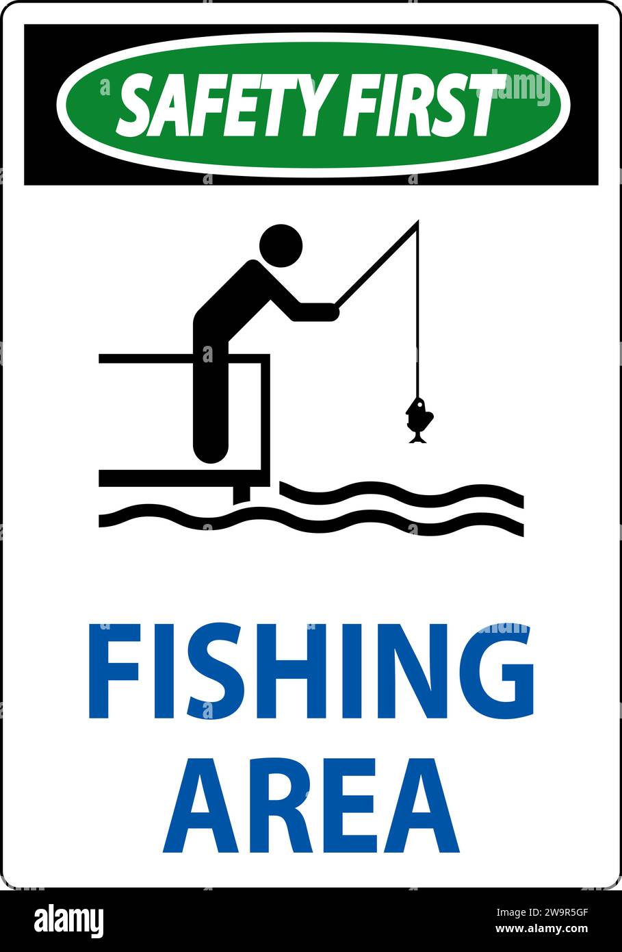 Water Safety First Sign - Fishing Area Stock Vector Image & Art - Alamy
