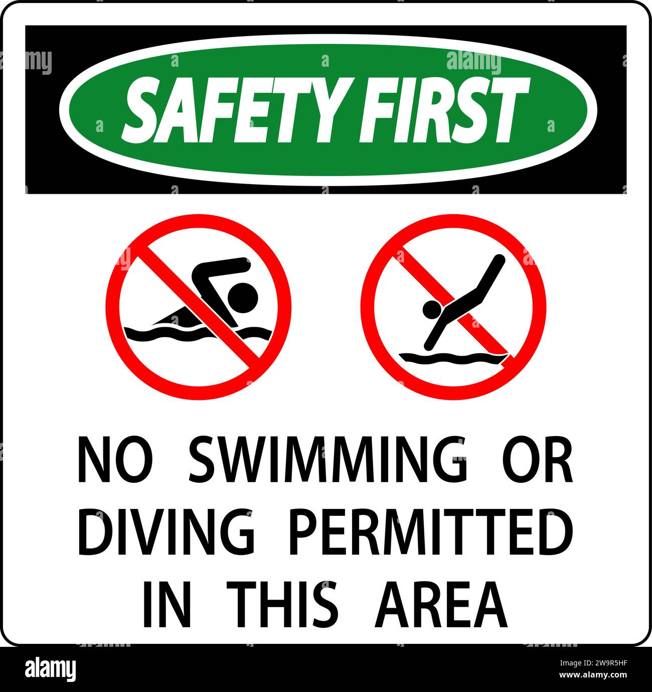 Pool Safety First Sign No Swimming Or Diving Permitted In This Area ...