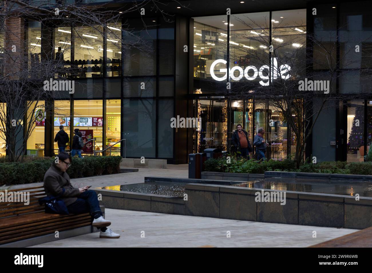 London, UK. 24th Dec 2023.The Google logo over the door of the Google ...