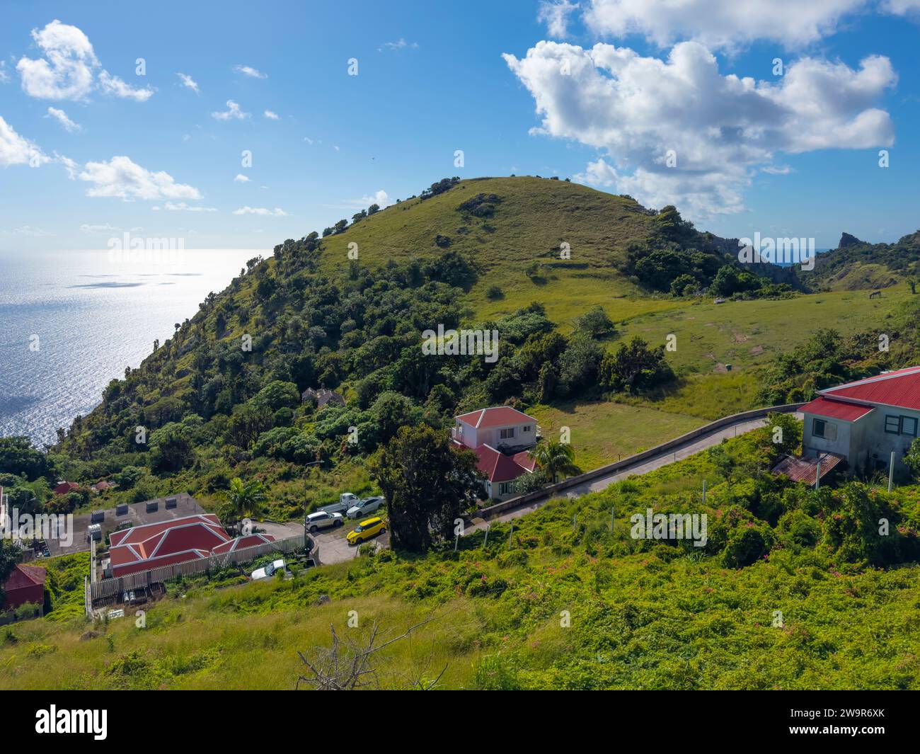 Saba mountain aerial view near Mount Scenery near historic Windwardside ...
