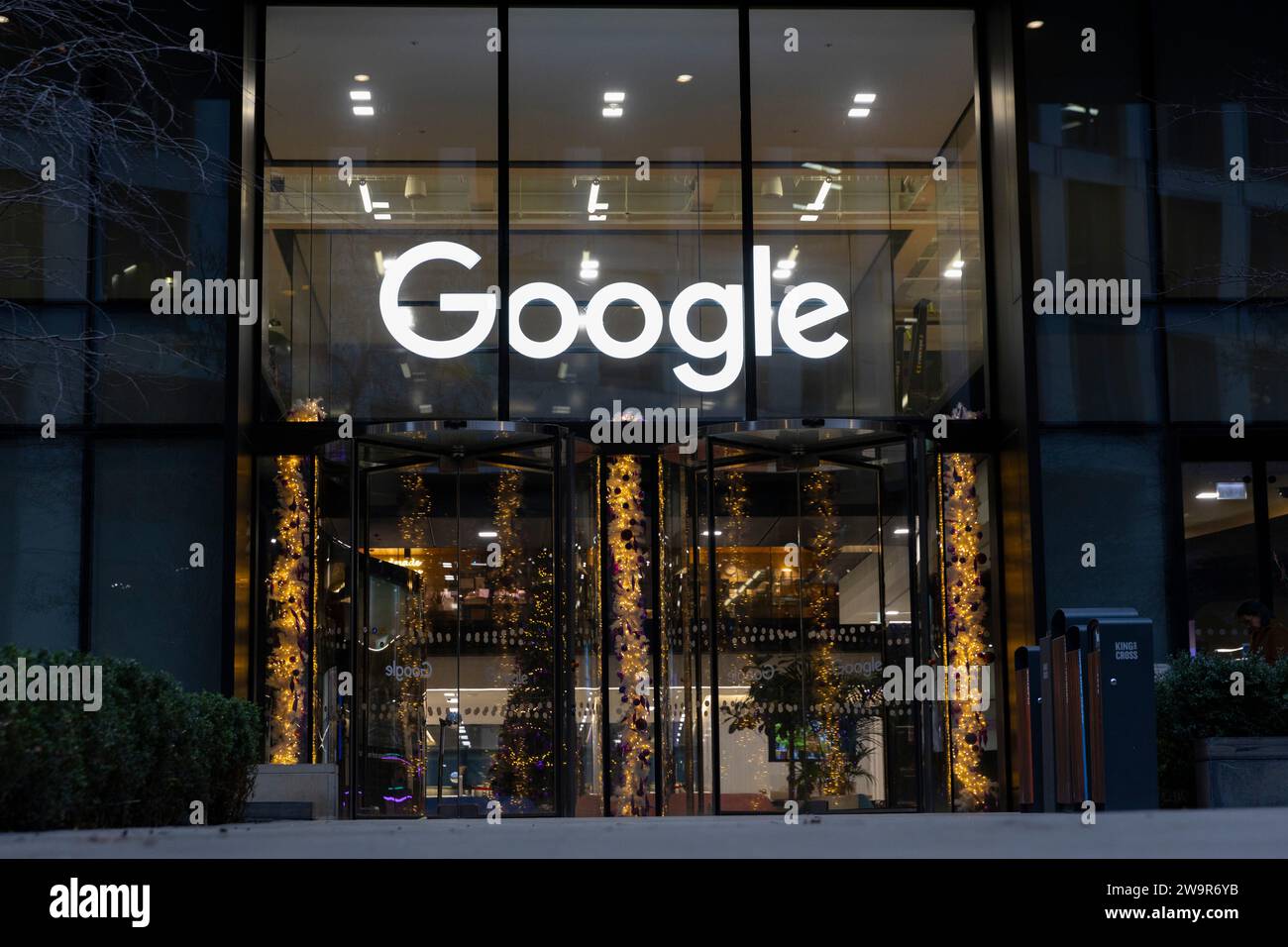 London, UK. 24th Dec 2023.The Google logo over the door of the Google ...