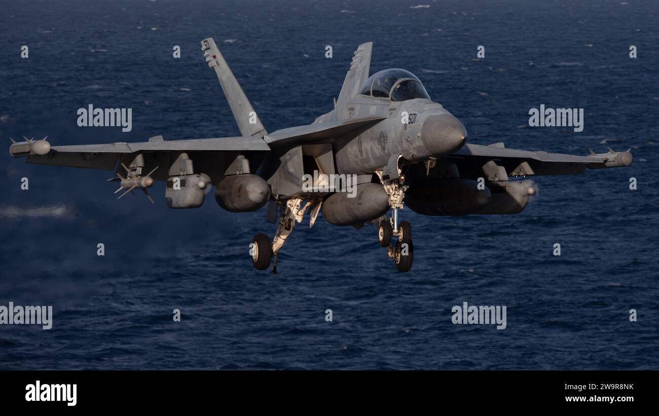 An E/A-18G Growler, attached to the "Gray Wolves" of Electronic Attack ...