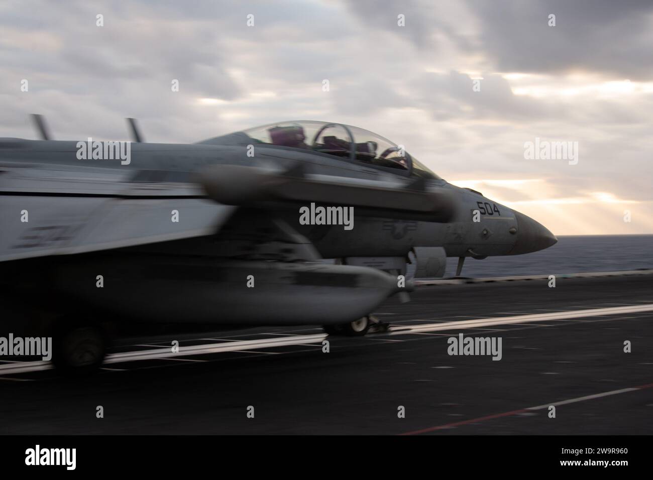 An E/A-18G Growler, attached to the “Gray Wolves” of Electronic Attack ...