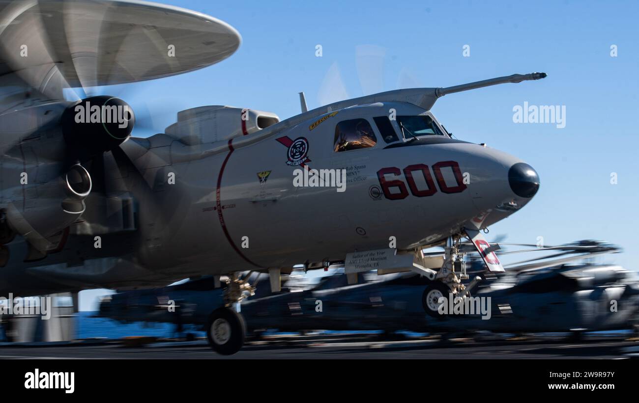 An E-2D Hawkeye, attached to the "Bear Aces" of Airborne Command and ...