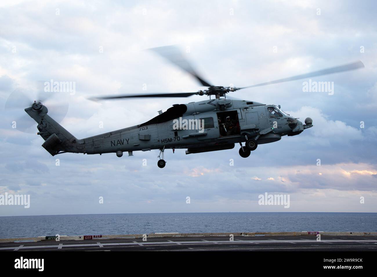 An MH-60R Sea Hawk, attached to the “Spartans” of Helicopter Maritime ...