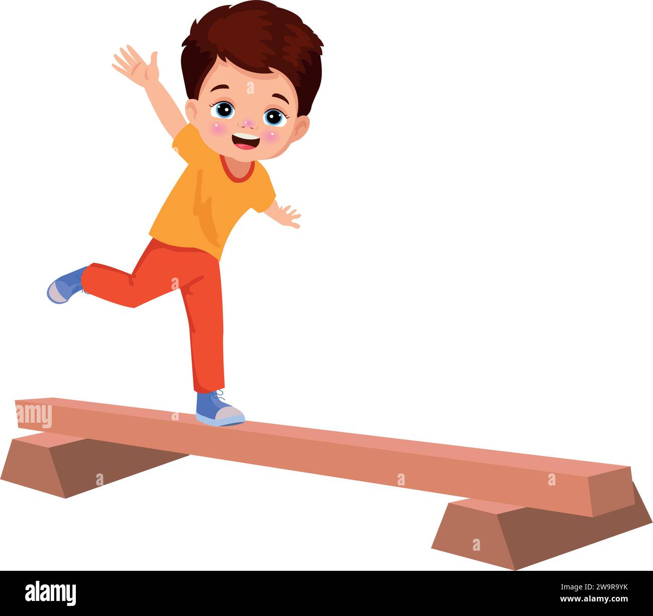 boy walking on balance board Stock Vector Image & Art - Alamy