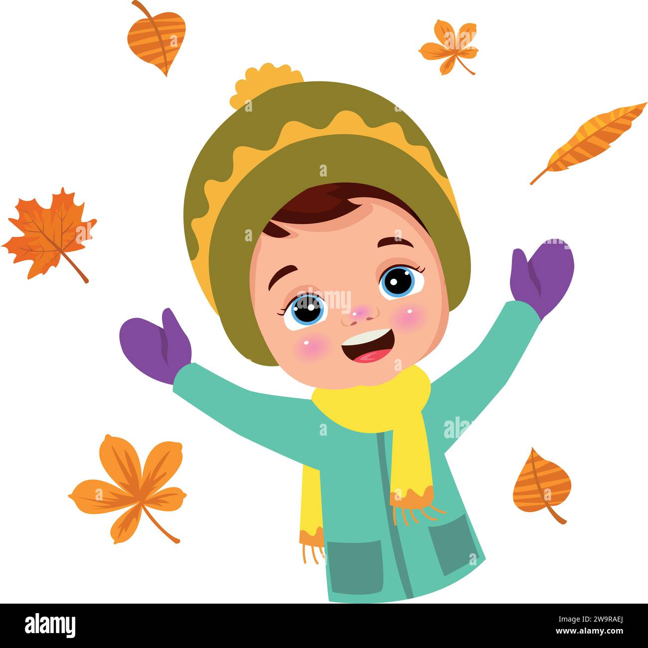 Tree leaves falling cute Stock Vector Images - Alamy