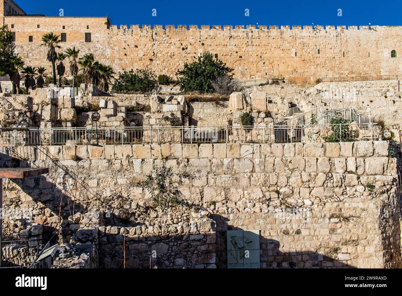 Jerusalem, Israel – December 27, 2023 Excavations adjacent to Robinson ...