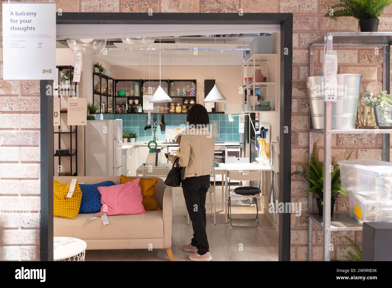 Shoppers browsing through Reading Ikea store - a Scandinavian chain ...