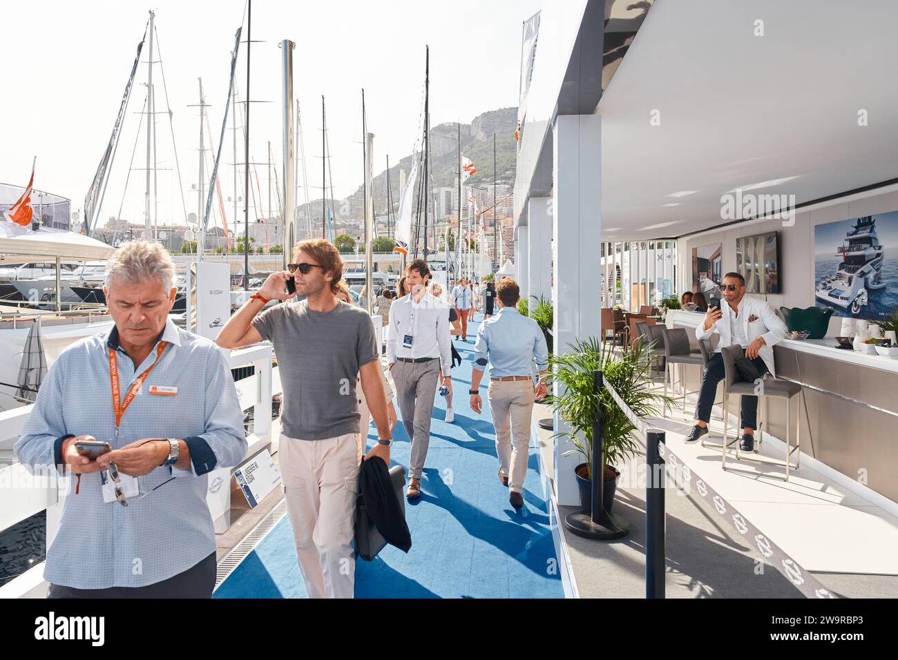 Monaco, Monte Carlo, 29 September 2022 - a handsome stylish man sits on ...
