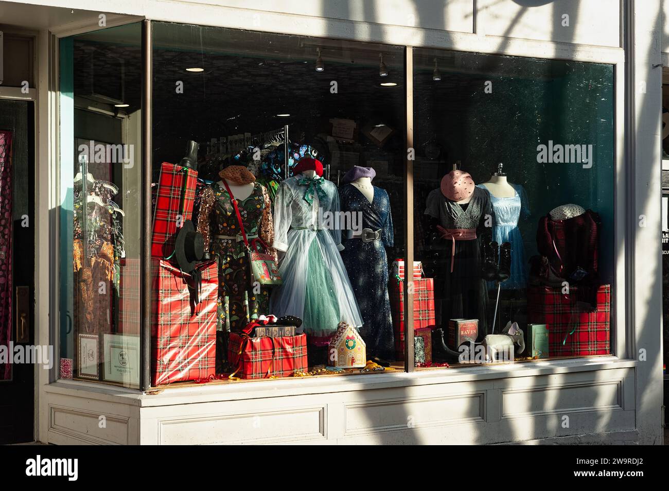 Salem, Massachusetts - A high contrast view of a dress shop displaying ...