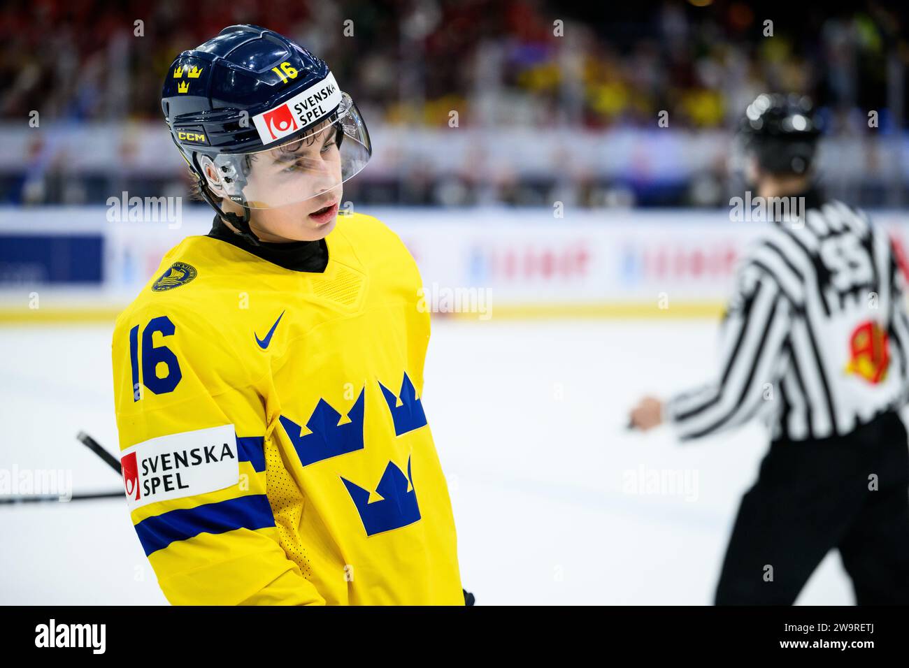Felix Unger Sörum of, Sweden. , . during the 2024 IIHF World Junior ...