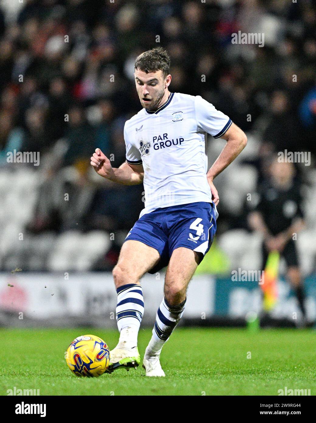 Preston, UK. 29th Dec, 2023. Ben Whiteman 4# of Preston North End ...
