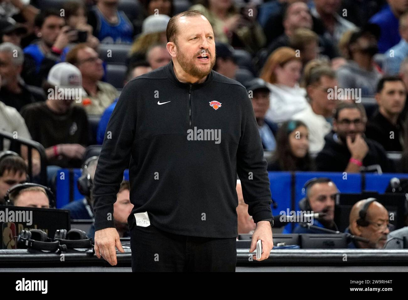 New York Knicks head coach Tom Thibodeau calls instructions to his ...