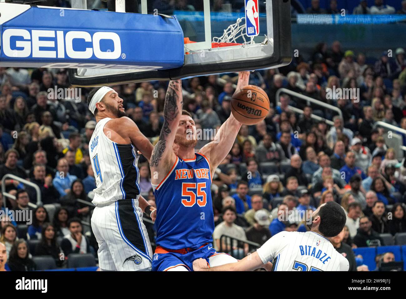 Orlando, Florida, USA, December 29, 2023, New York Knicks center Isaiah ...