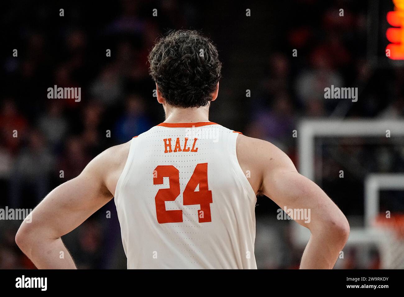 Clemson center PJ Hall (24) walks the court during the first half of an ...