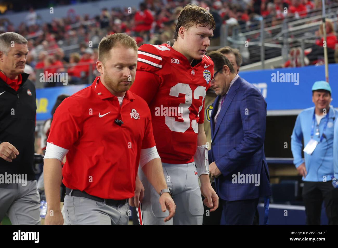 Ohio State quarterback Devin Brown (33) walks off the field during the ...