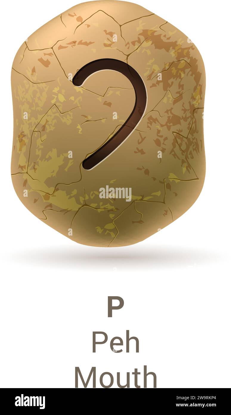 Illustration of Runic Stone with Letter P, Peh, or Mouth from ...