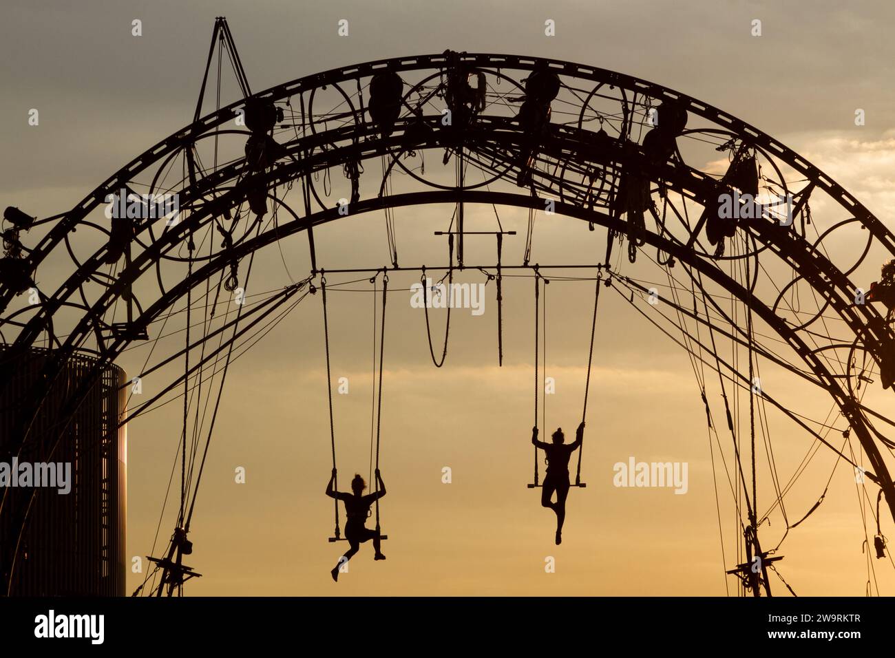 Trapeze artists from French circus group, Cirk Vost, rehearse for the ...