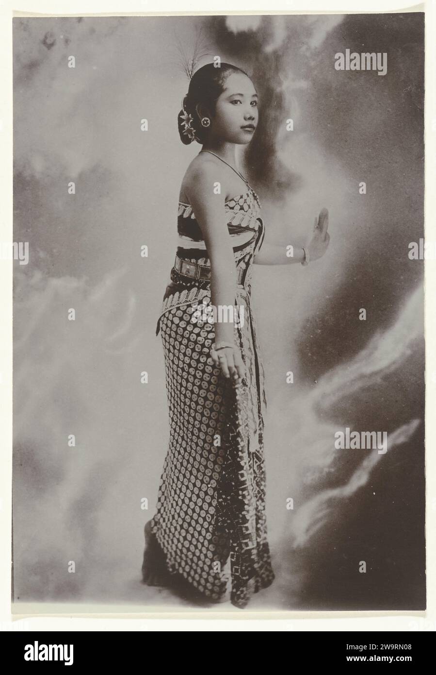 Studio Portrait of a Javanese Dancer with Background Light Effects, c ...