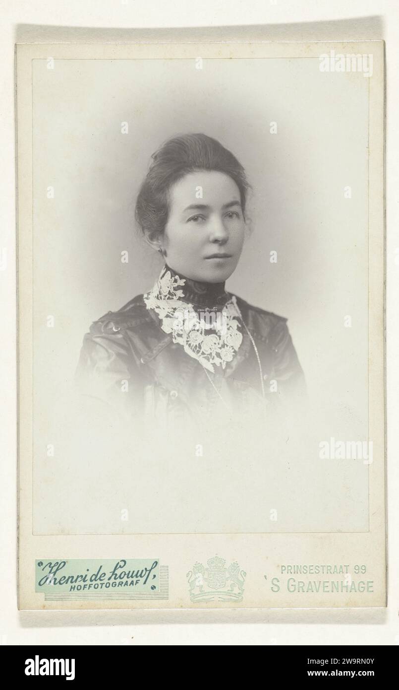 Studio portrait of a woman in black dress with white lace collar, c. 1890 - c. 1915 photograph ...