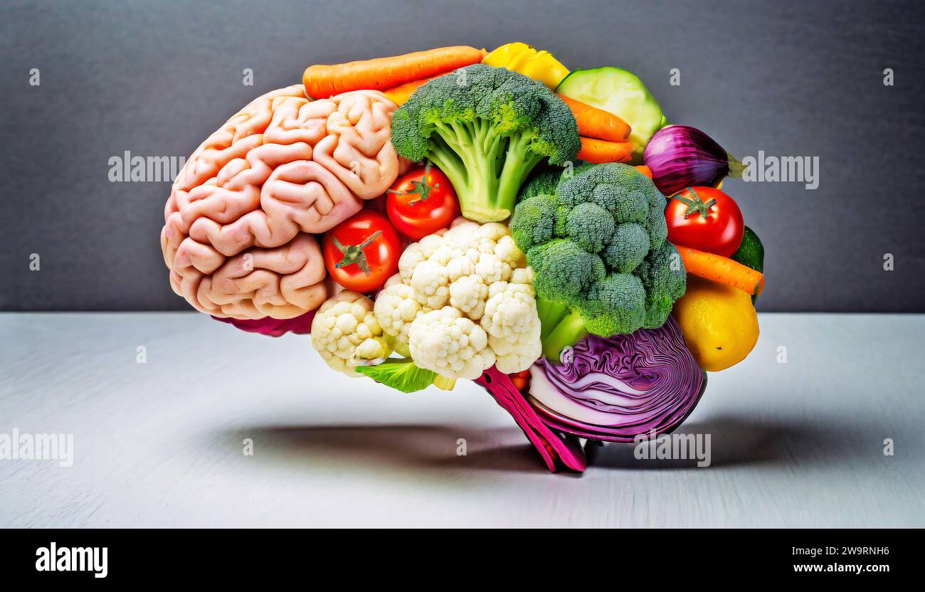 Human brain made of variety of colorful vegetables, concept of ...