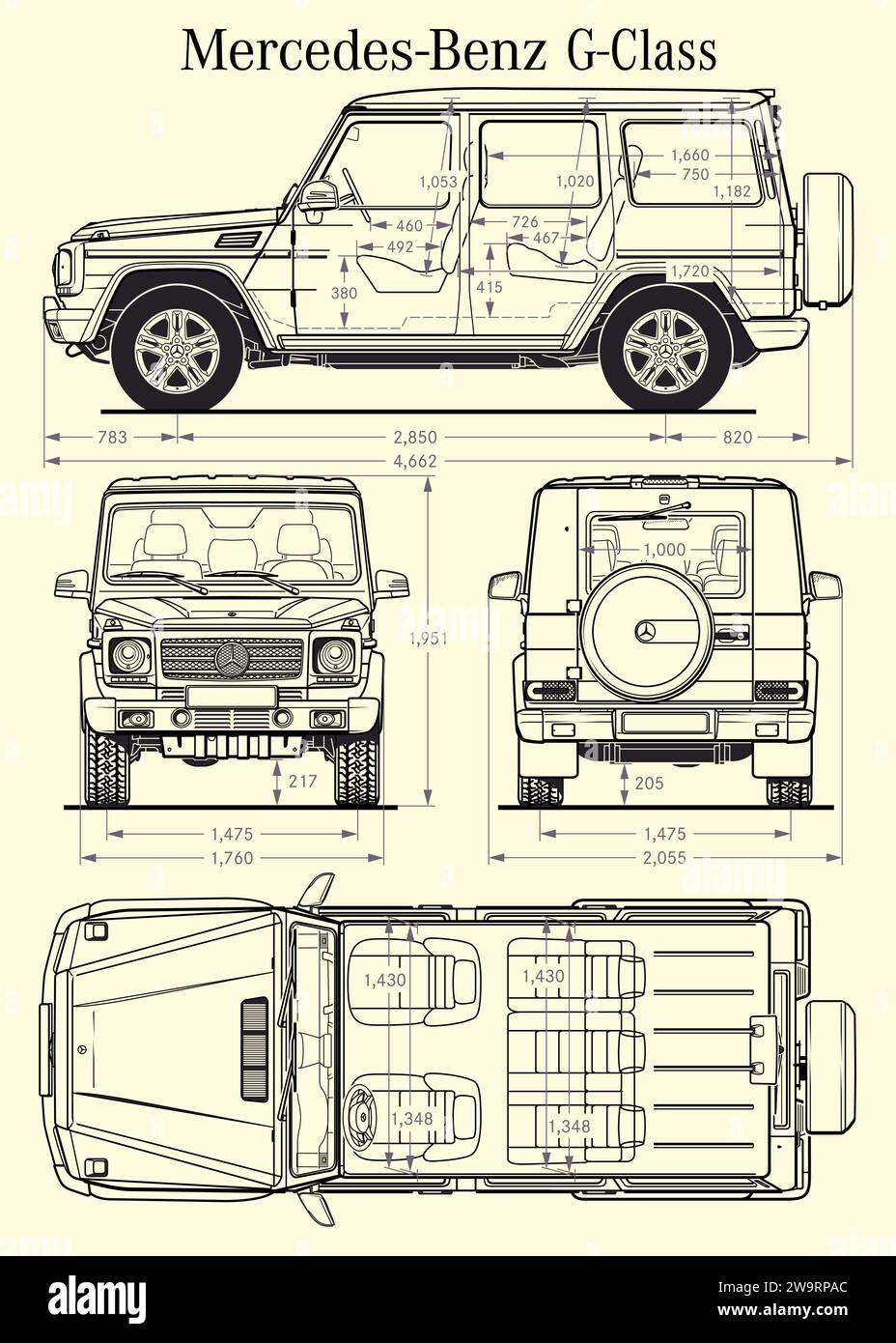Mercedes G Class 2012 car blueprint Stock Vector Image & Art - Alamy