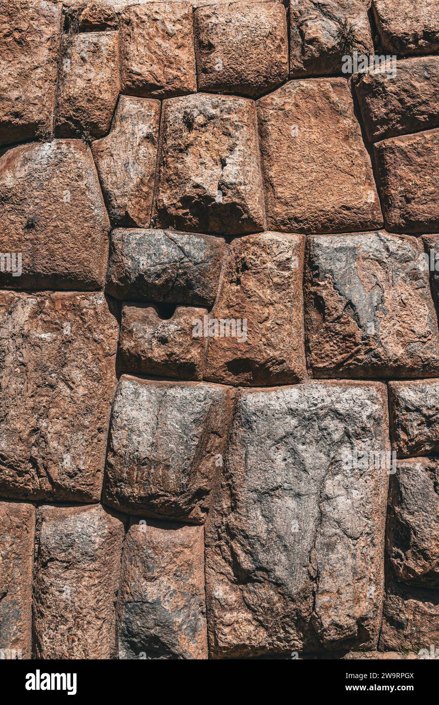 Cusco, Peru, Historical city center, stone wall details, INCA culture ...