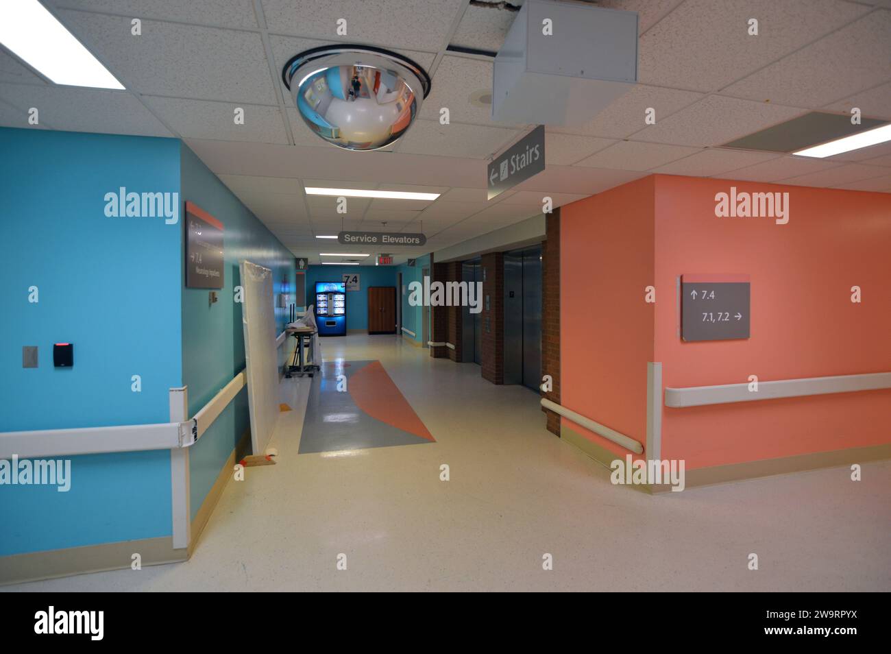 Elevator lobby on 7th floor of the Halifax Infirmary of the QEII Health ...
