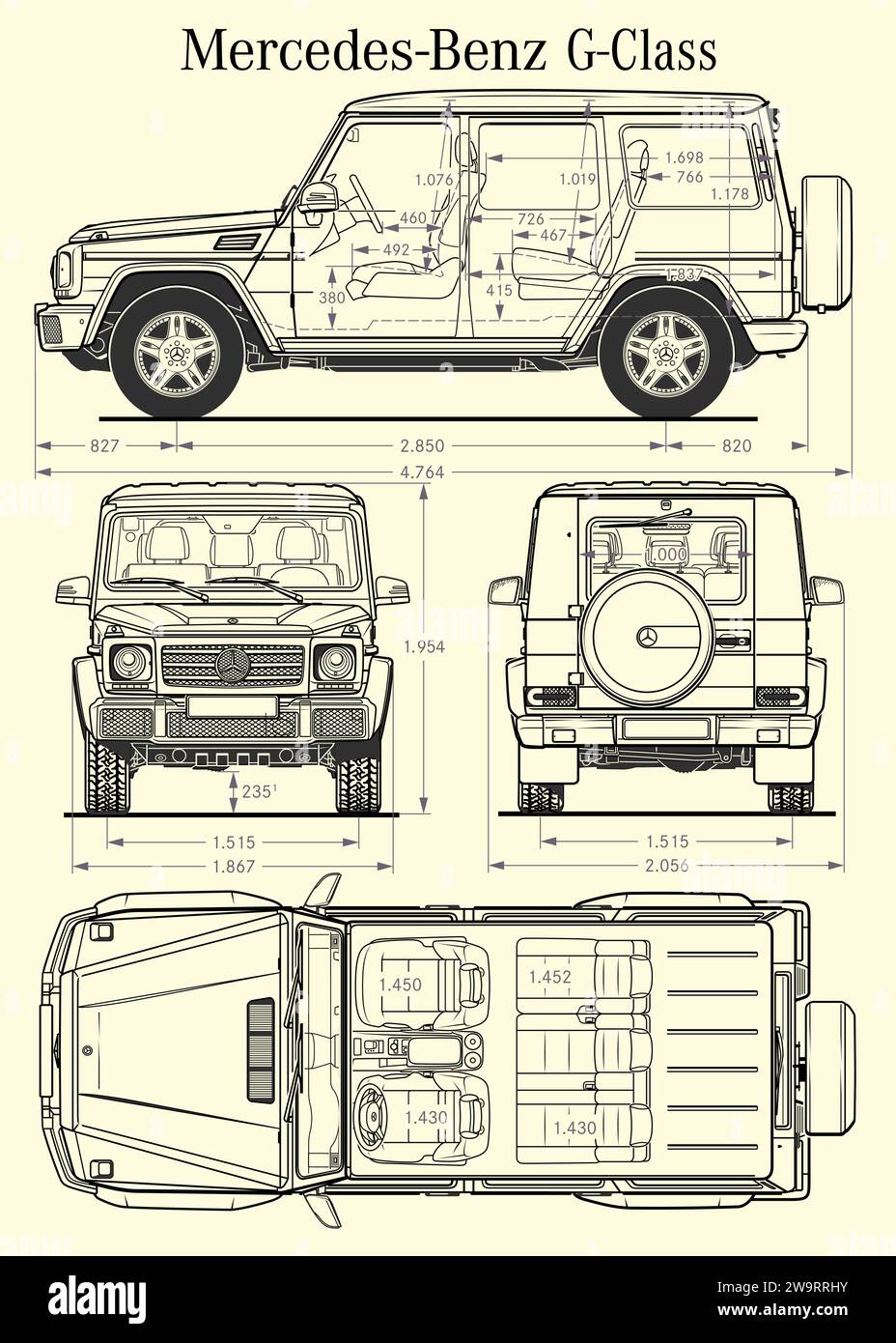 Mercedes G Class 2015 car blueprint Stock Vector Image & Art - Alamy