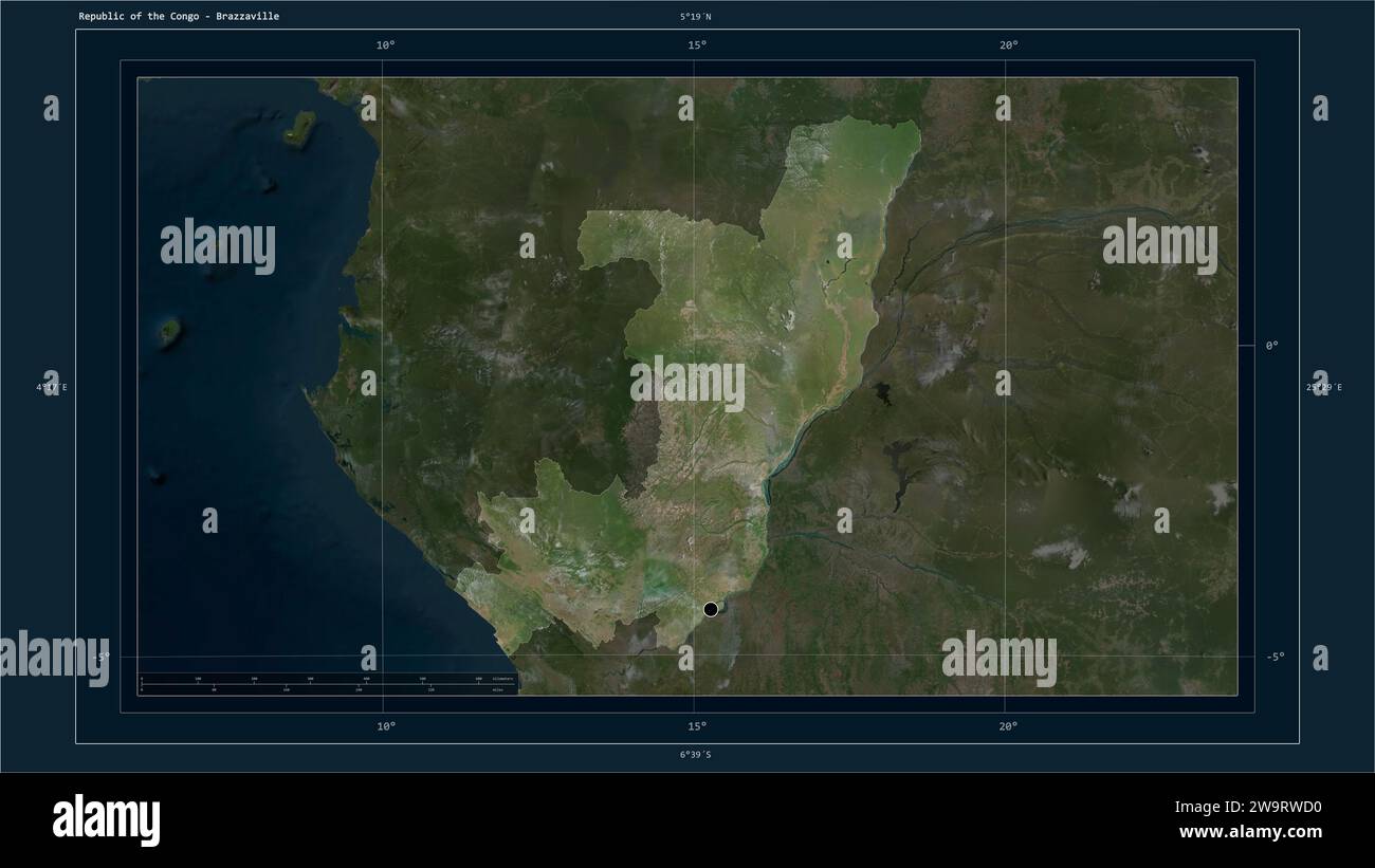 Republic of the Congo highlighted on a high resolution satellite map ...