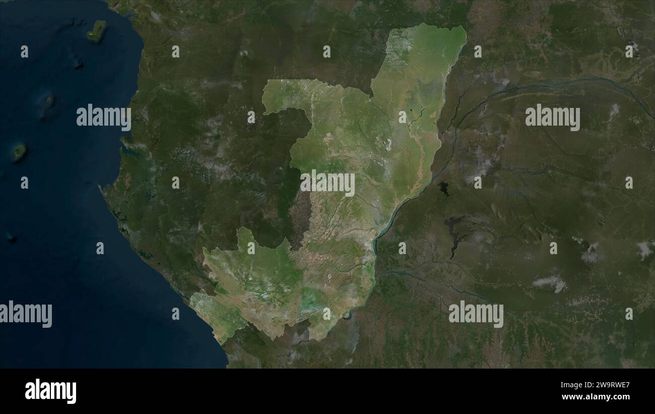 Republic of the Congo highlighted on a high resolution satellite map ...