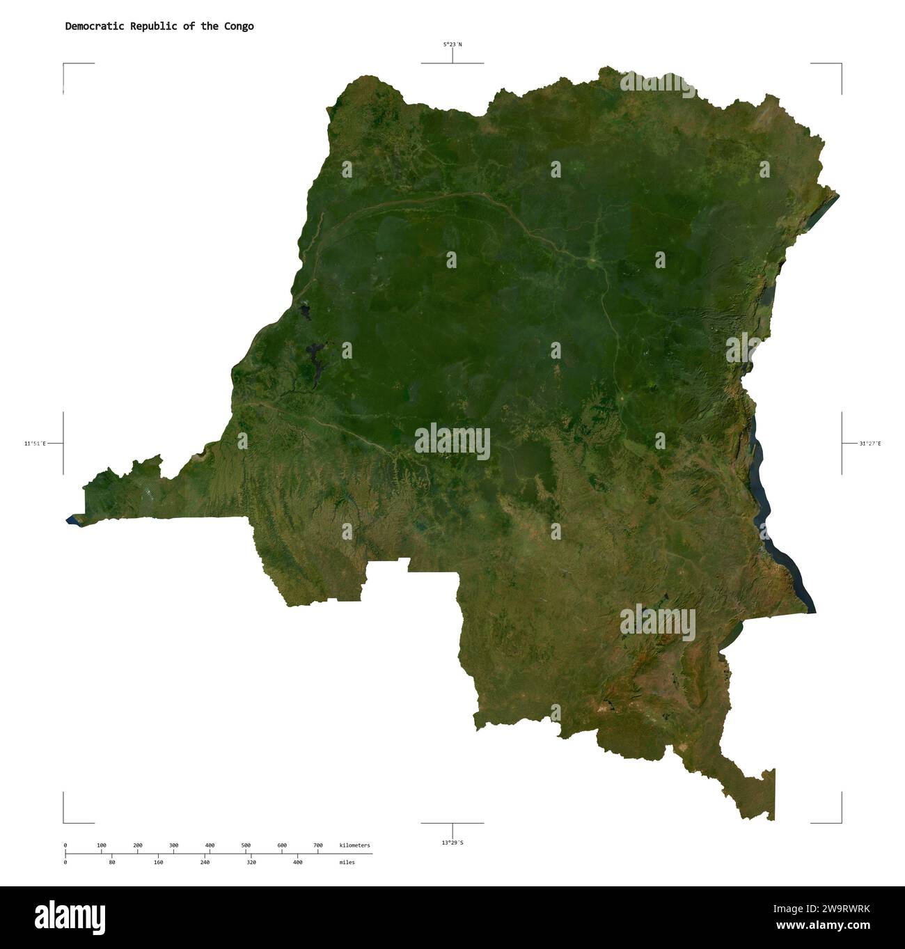 Shape of a low resolution satellite map of the Democratic Republic of ...