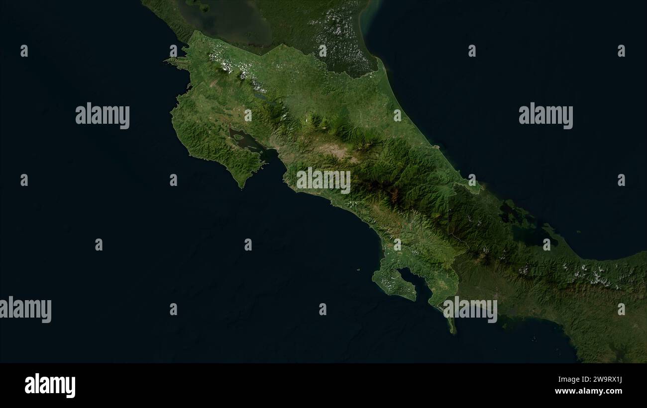 Costa Rica highlighted on a low resolution satellite map Stock Photo ...