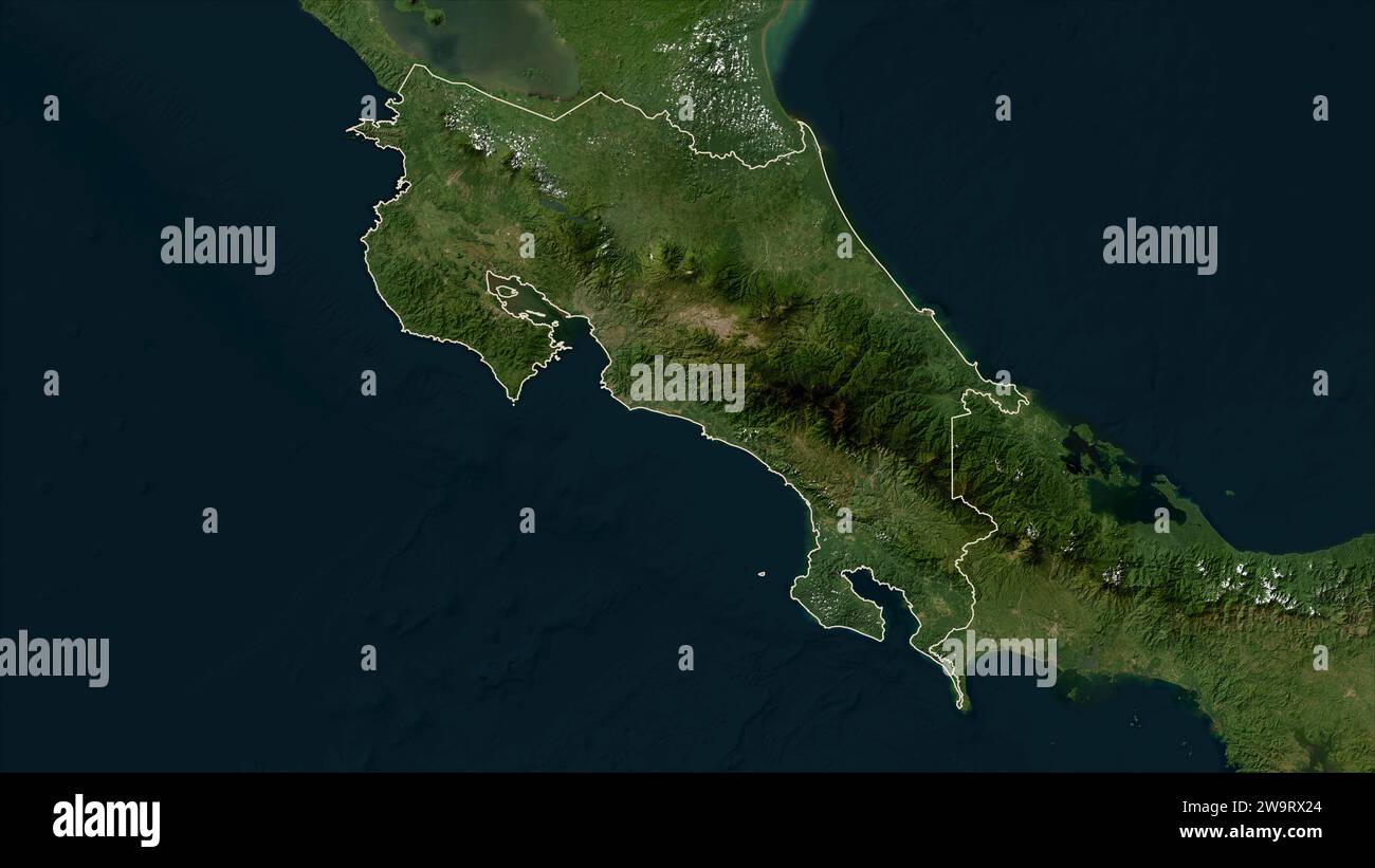 Costa Rica outlined on a low resolution satellite map Stock Photo - Alamy