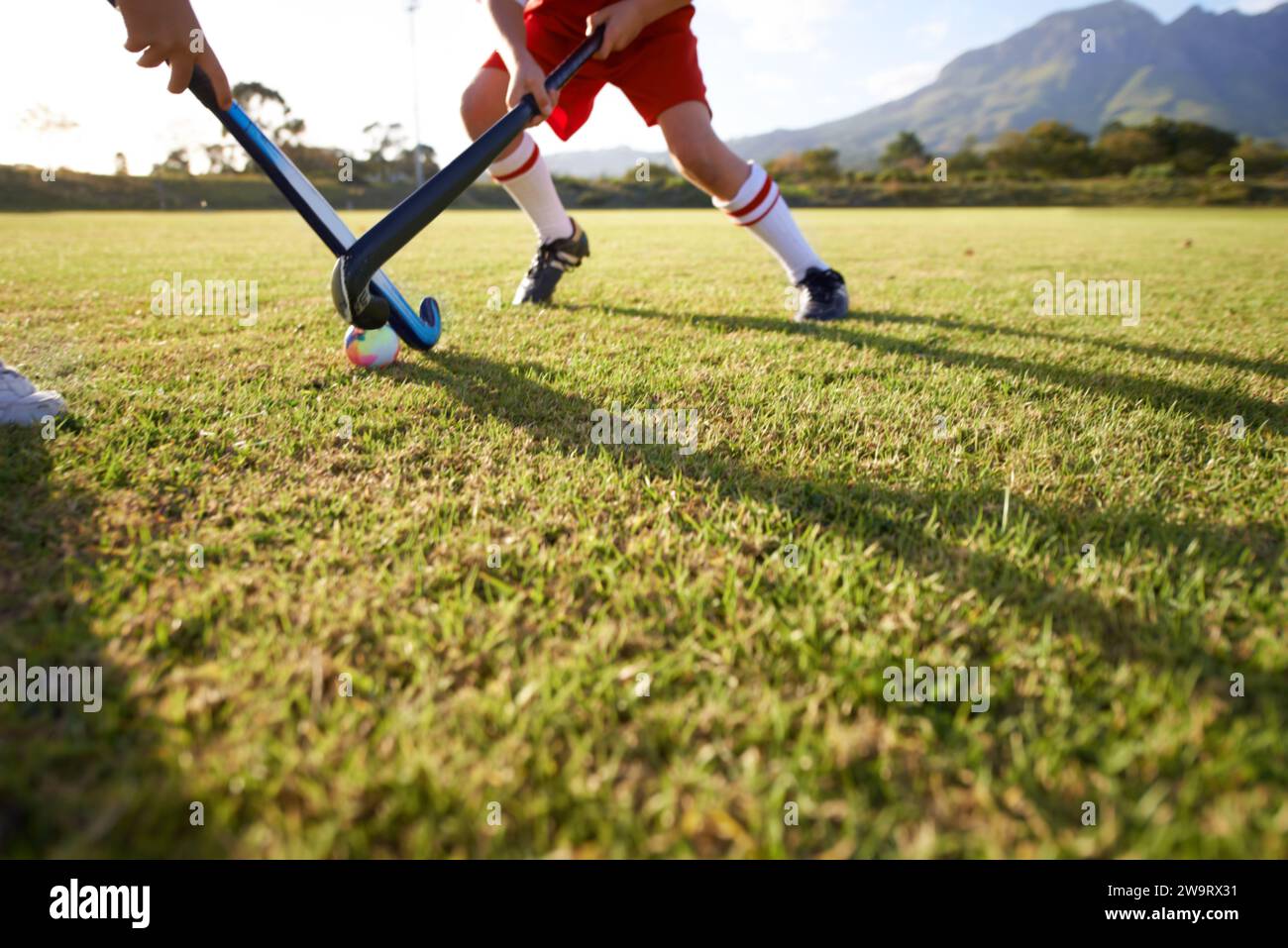 Children playing grass hockey hi-res stock photography and images - Alamy