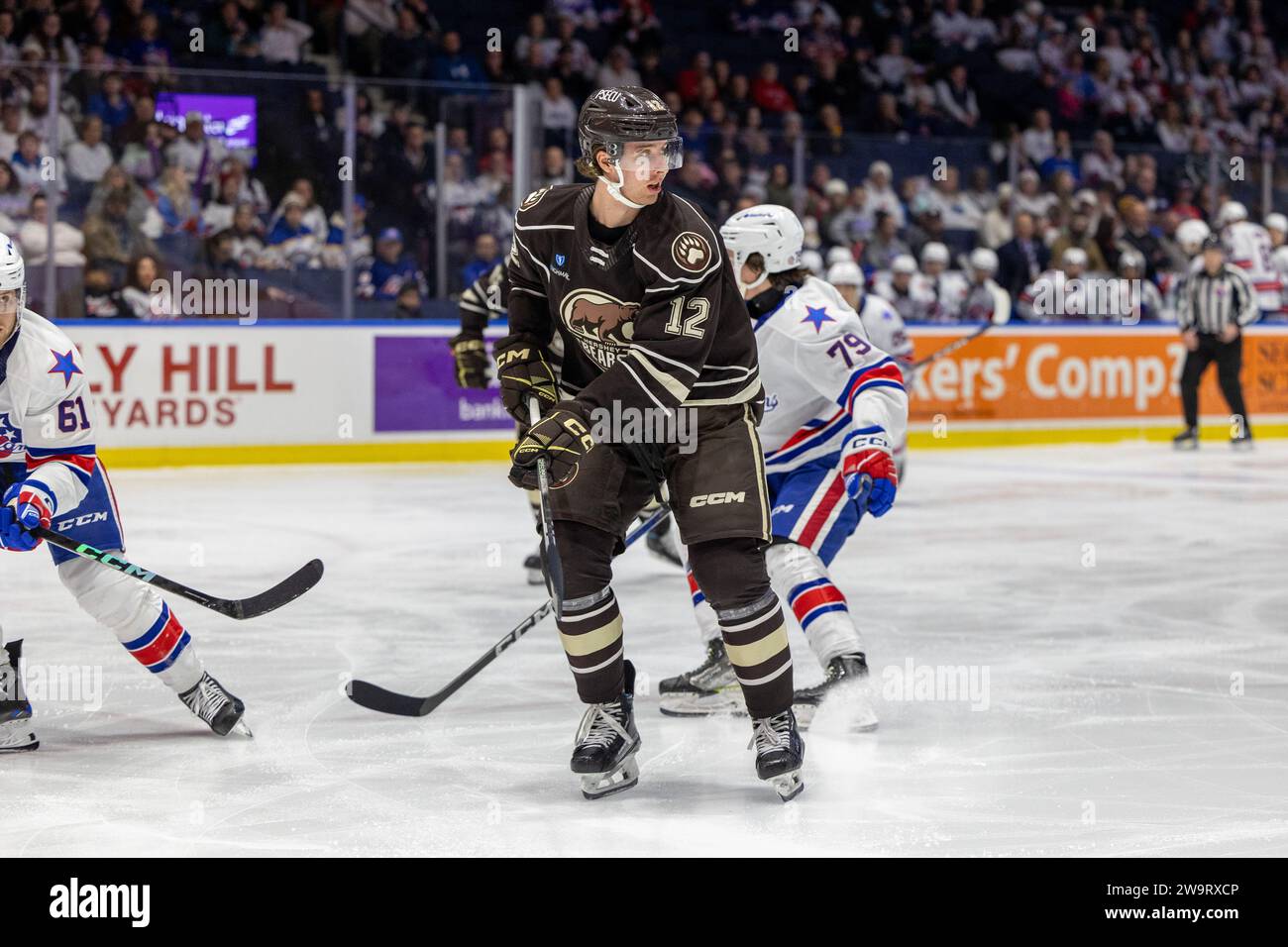Rochester, New York, USA. 29th Dec, 2023. Hershey Bears forward Alex ...