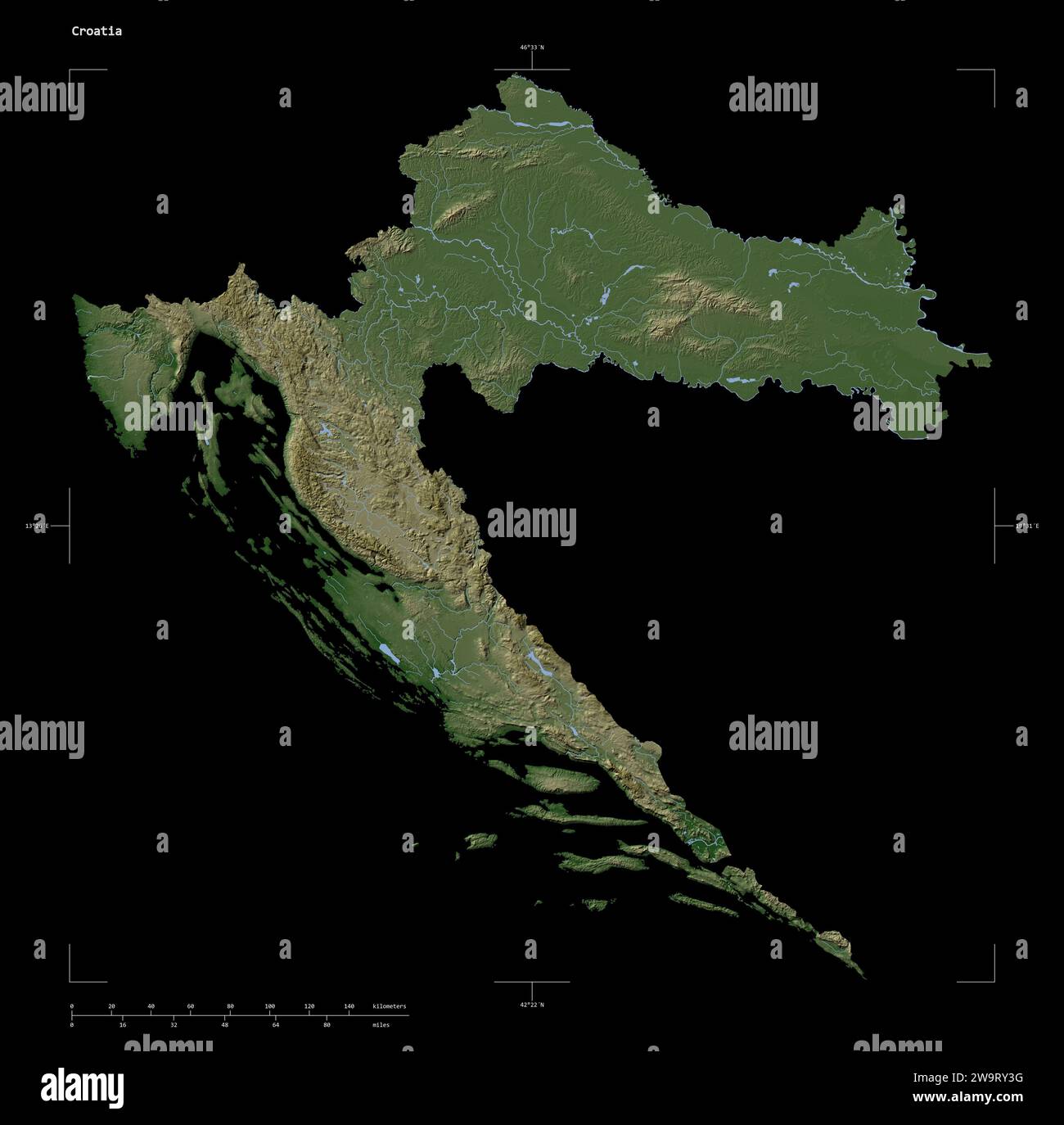 Shape of a Pale colored elevation map with lakes and rivers of the ...