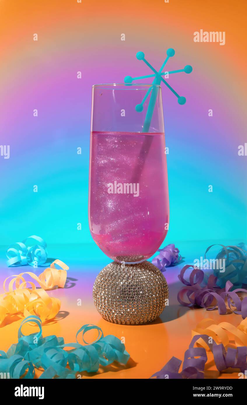 A Pink Diamond Encrusted Cocktail Beverage with Mid Century Star ...
