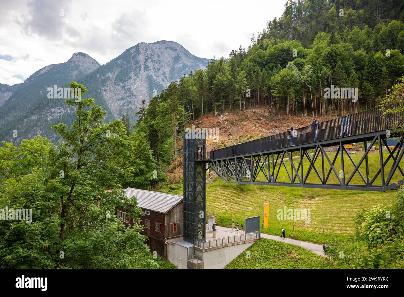 Hallstatt, Austria - June 17, 2023: Bridge to the Hallstatt Sky Walk ...