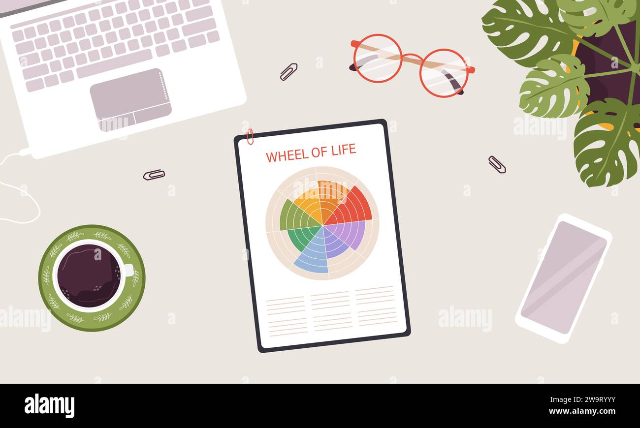 The Wheel of life. People analysis their needs. Circle diagram of life ...