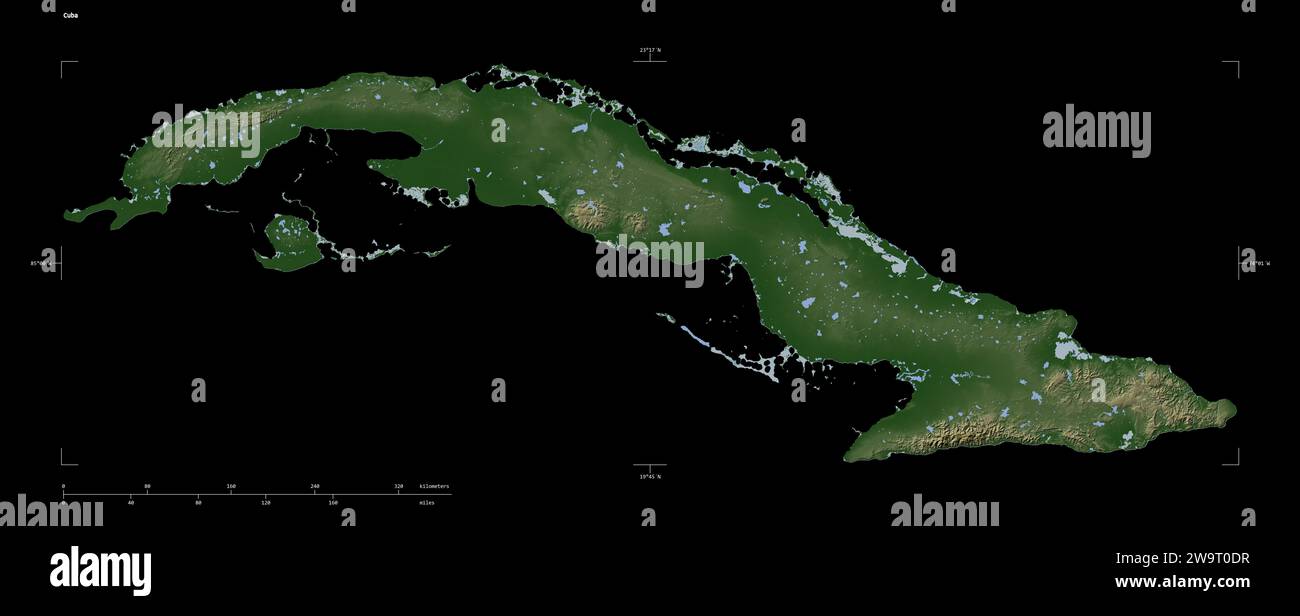 Shape of a Pale colored elevation map with lakes and rivers of the Cuba ...