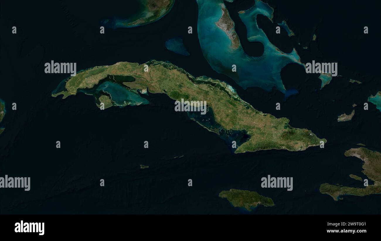 Cuba highlighted on a low resolution satellite map Stock Photo - Alamy