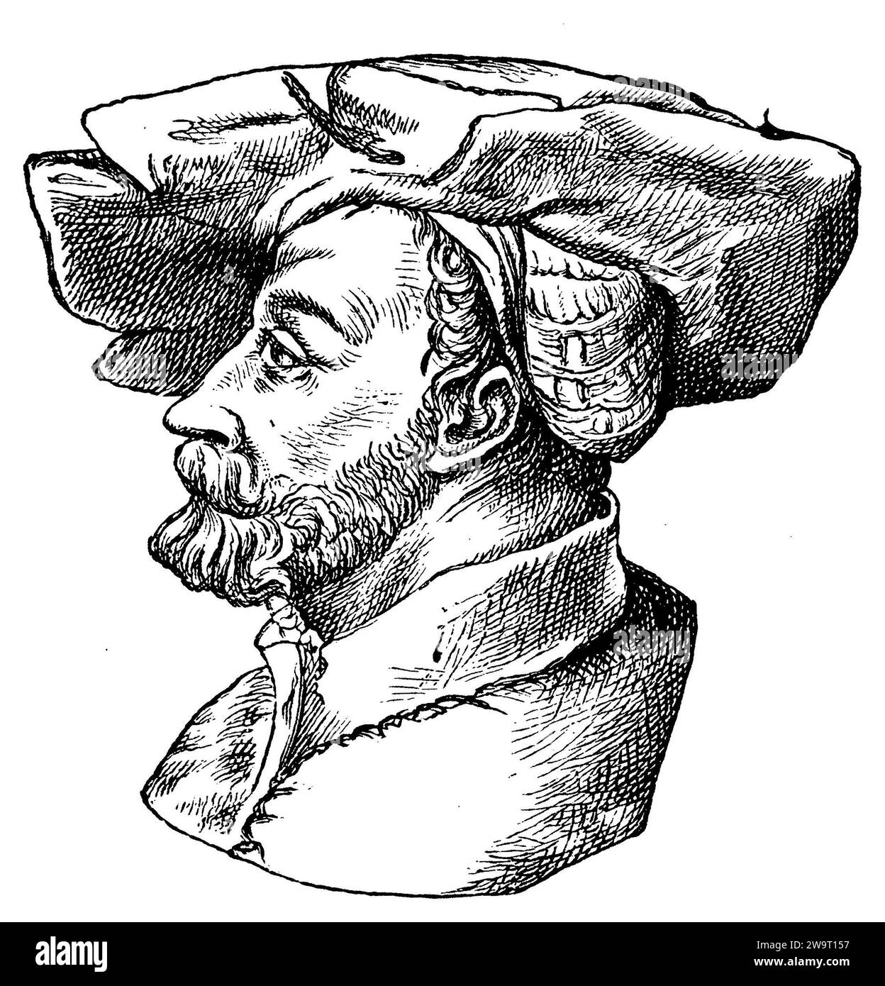 Ulrich von Hutten (1488-1523), Imperial knight and humanist, charcoal ...