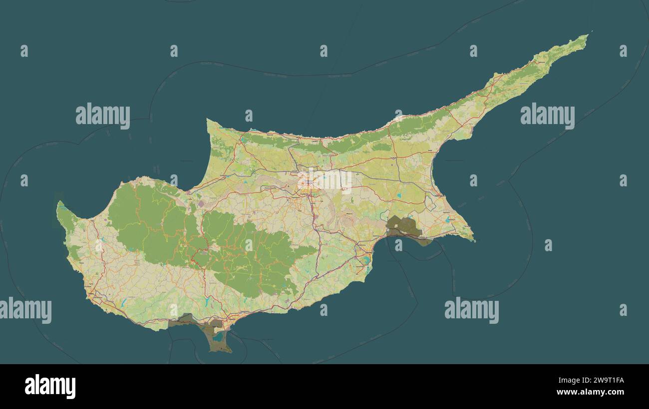 Cyprus highlighted on a topographic, OSM Humanitarian style map Stock ...