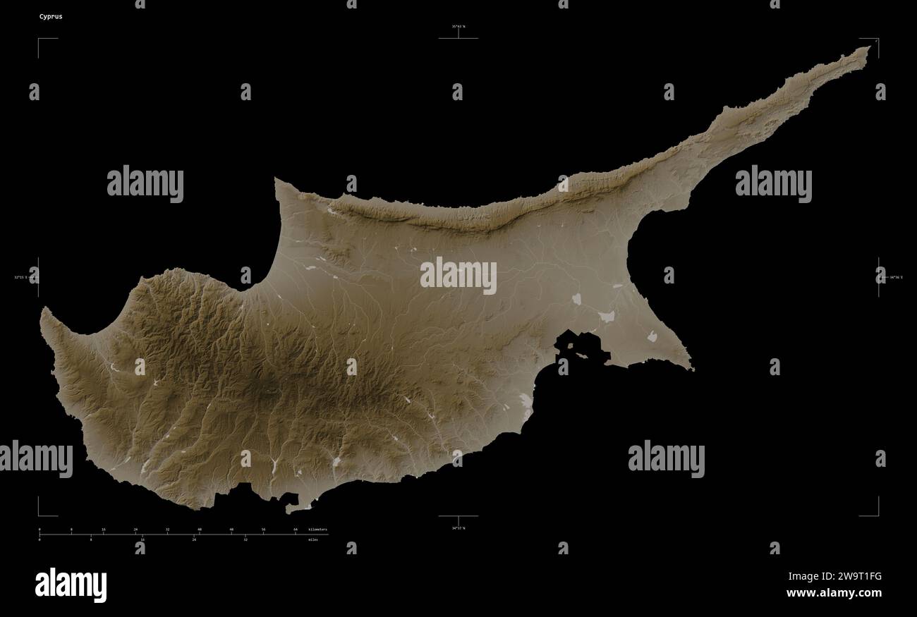 Shape of a elevation map colored in sepia tones with lakes and rivers ...