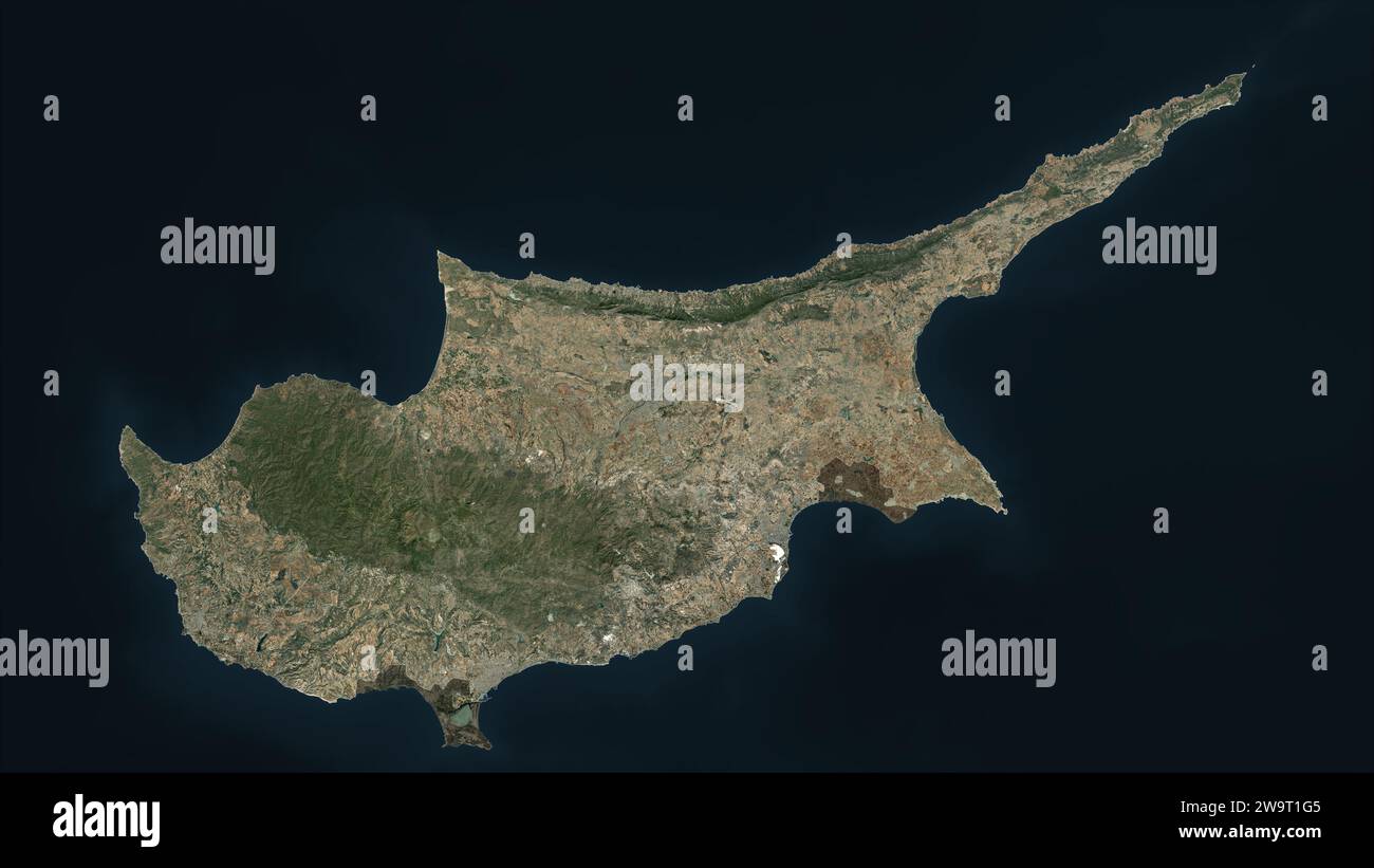 Cyprus highlighted on a high resolution satellite map Stock Photo - Alamy
