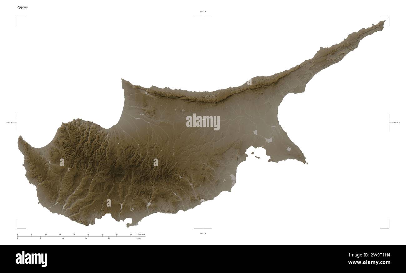 Shape of a elevation map colored in sepia tones with lakes and rivers ...