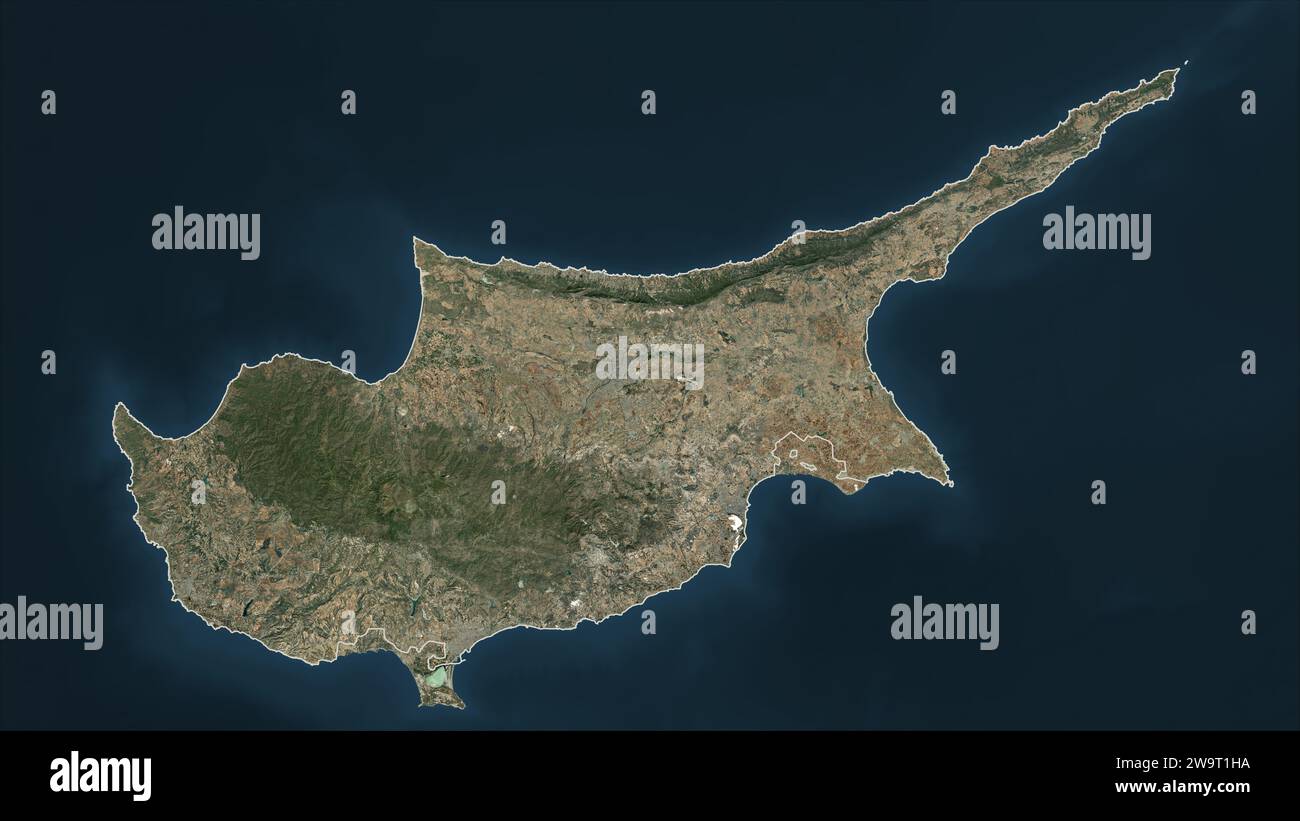 Cyprus outlined on a high resolution satellite map Stock Photo - Alamy
